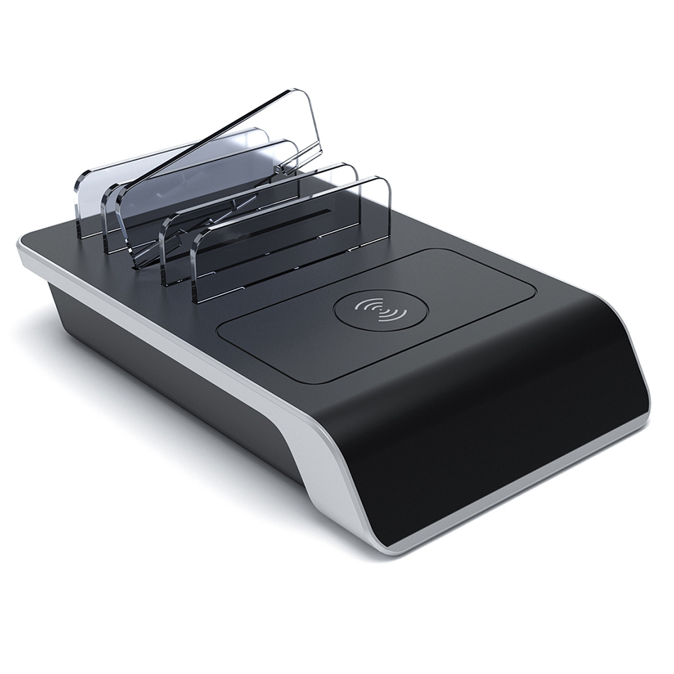 45W 4-Port USB Charging Station / Wireless Charger Desktop Stand